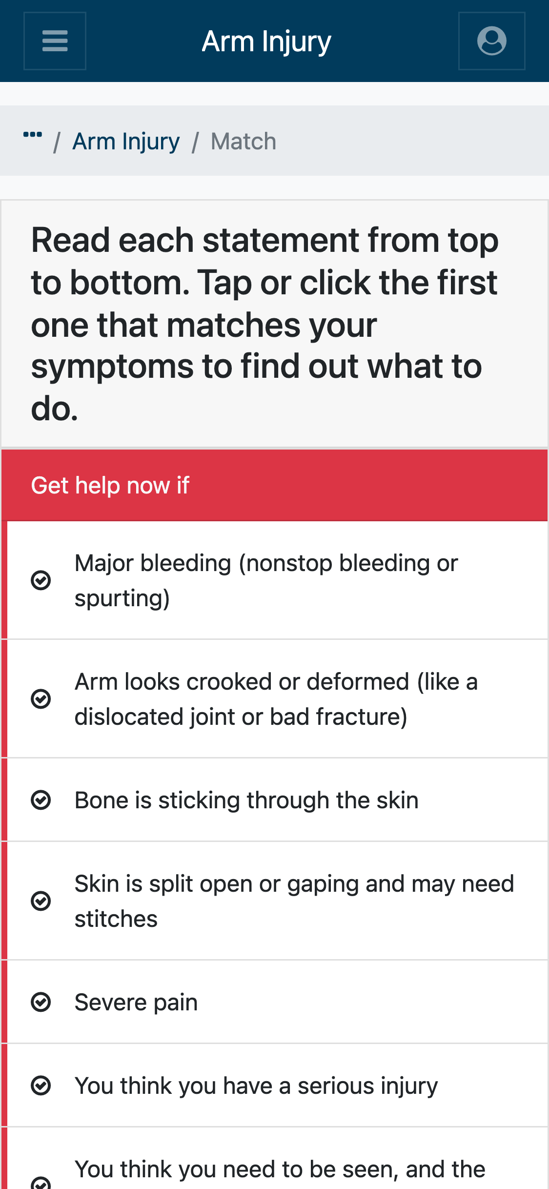 Symptom Checker API v1.2 User Story