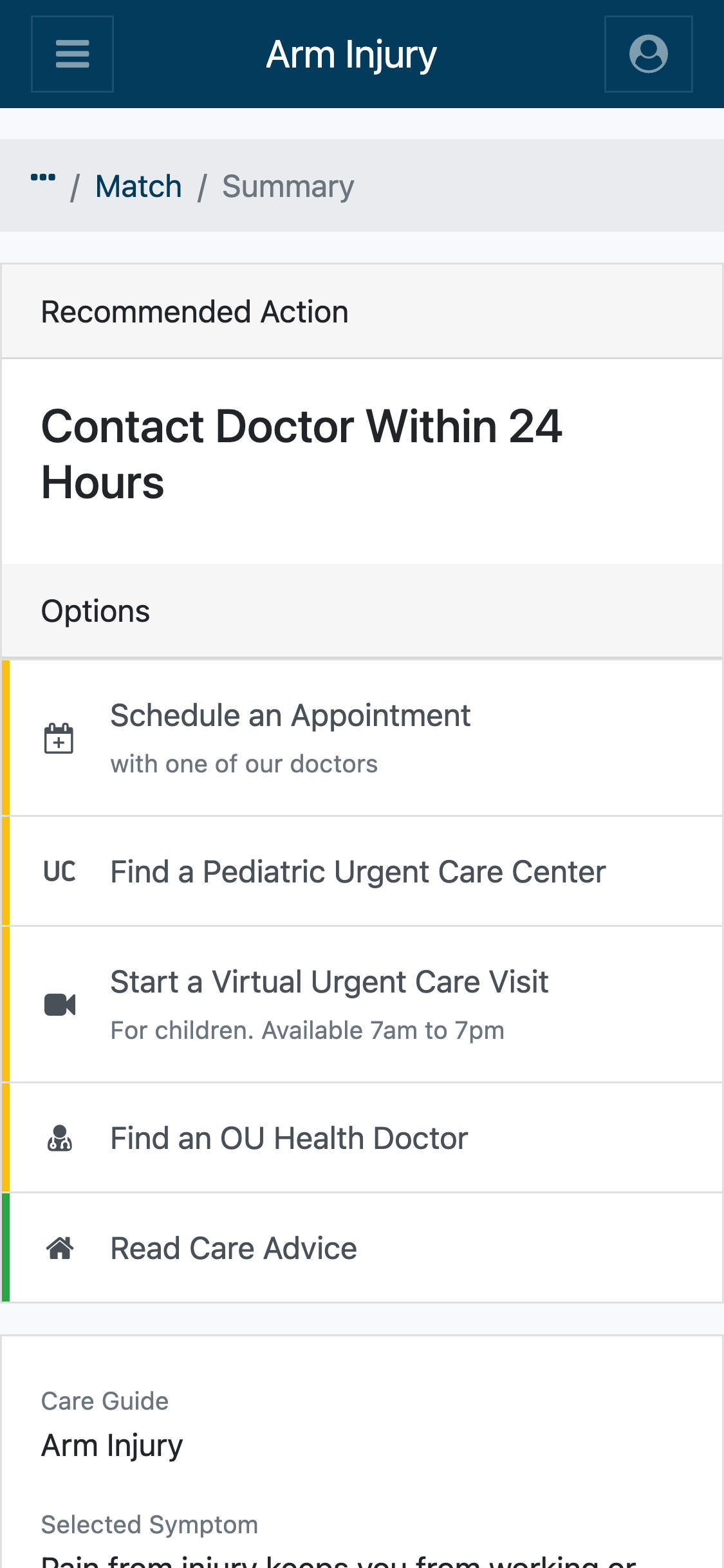 Symptom Checker API v1.2 User Story